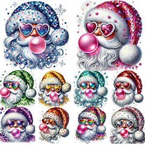Funky Santa Bubblegum Clipart | Glitter Christmas Art | 10 PNG Files - Etsy