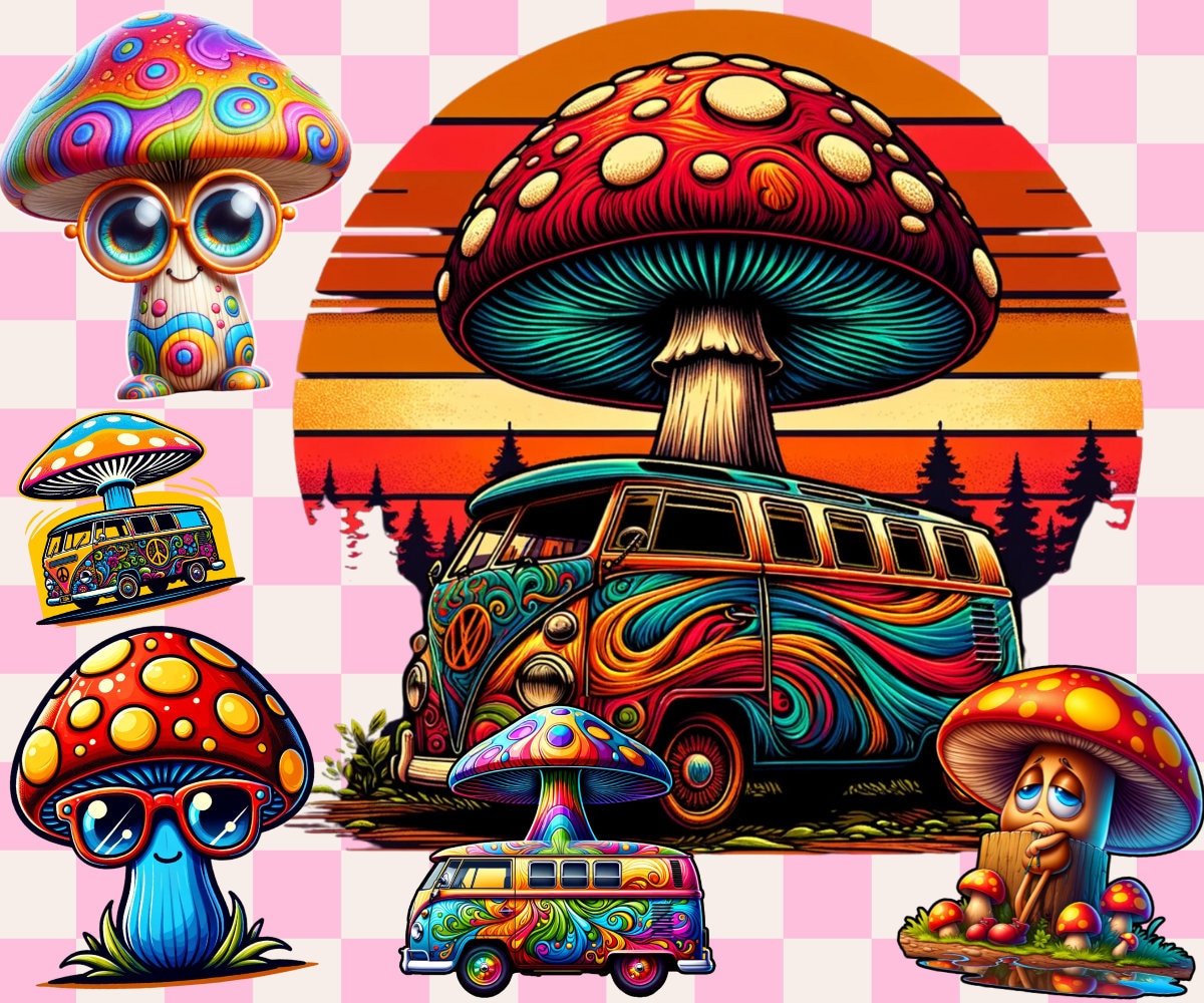 Magic Mushrooms Png, Trippy Mushroom Png, Neon Psychedelic Art, Hippie ...