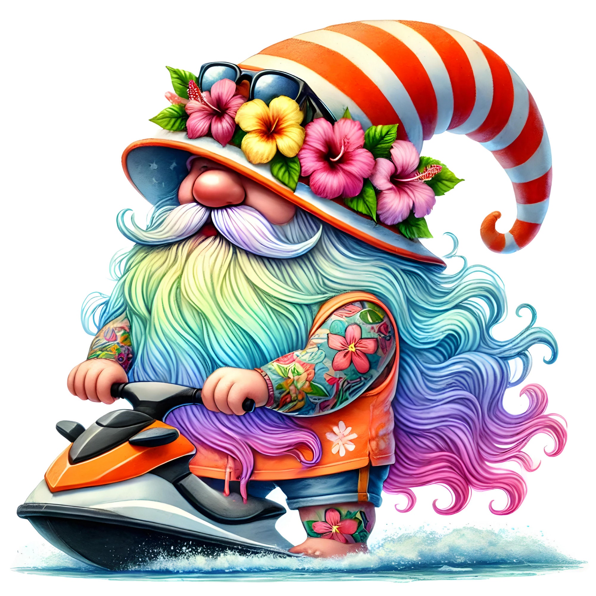 Summer Gnome Watercolor Clipart Bundle 24 Pngs Watercolor Summer Beach ...