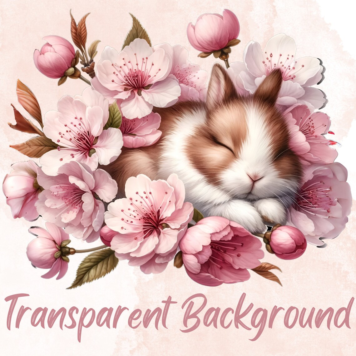 Bunny and Flowers Clipart Bundle, Adorable Bunny in Blossom Clipart ...