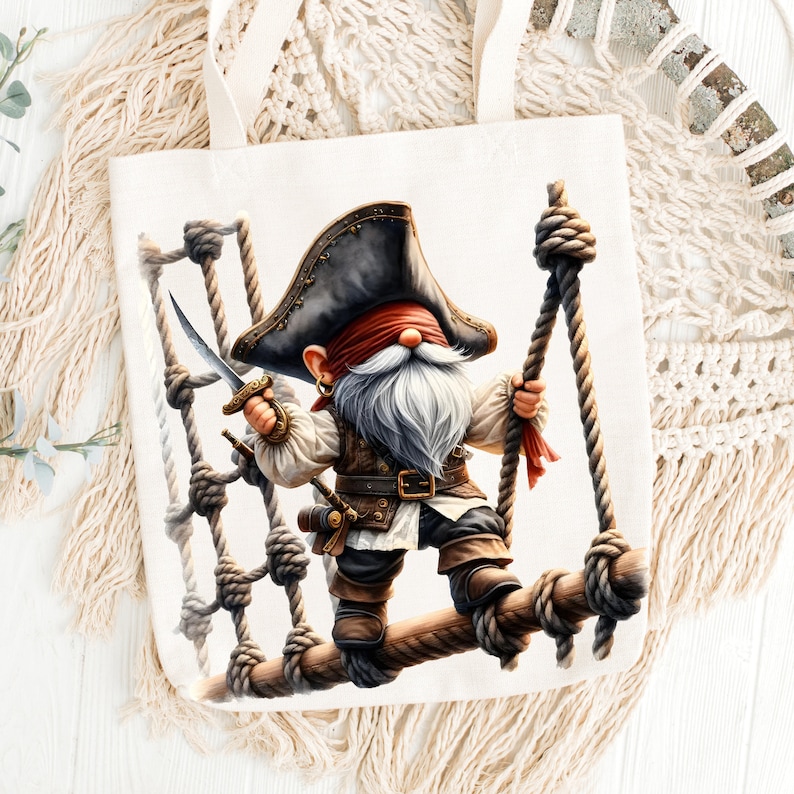 Adventurous Pirate Captain Gnome Clipart 24 High-res Watercolor Pngs ...