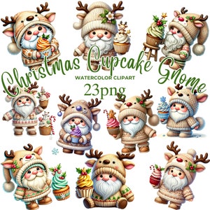 Christmas Cupcake Gnome Clipart - 23 Festive Pngs With Transparent ...