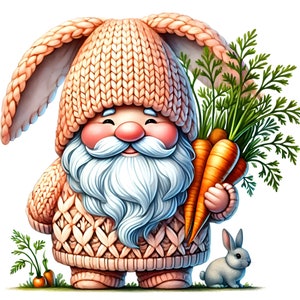 Cute Gnome Carrot ,watercolor Clipart ,farmer , Gnomes Sublimation ...