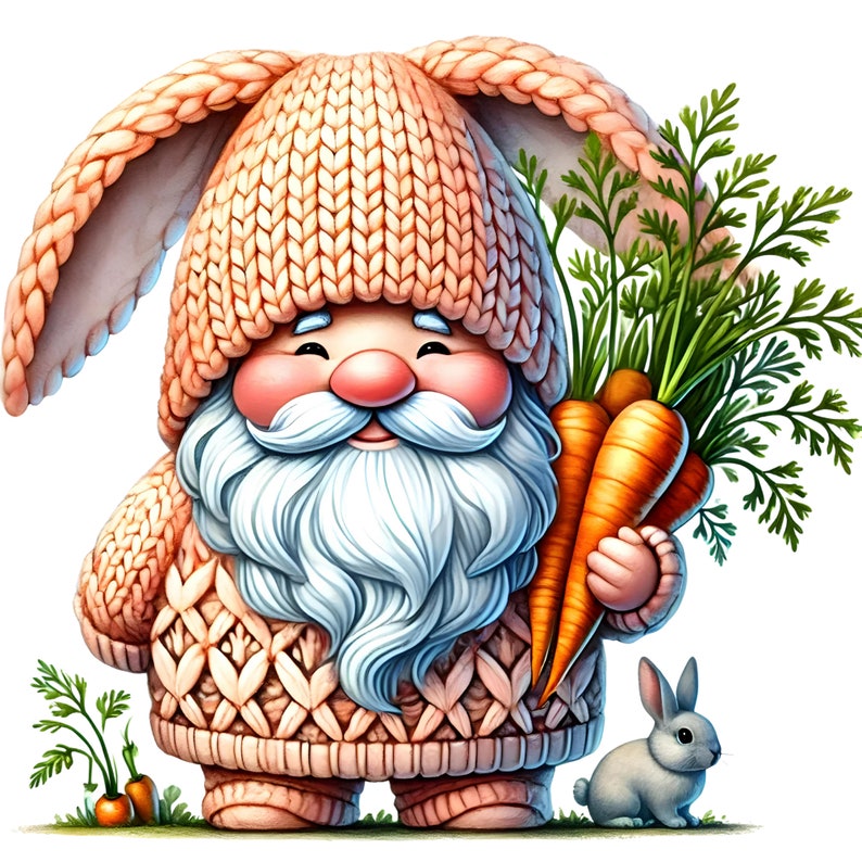 Cute Gnome Carrot ,watercolor Clipart ,farmer , Gnomes Sublimation ...