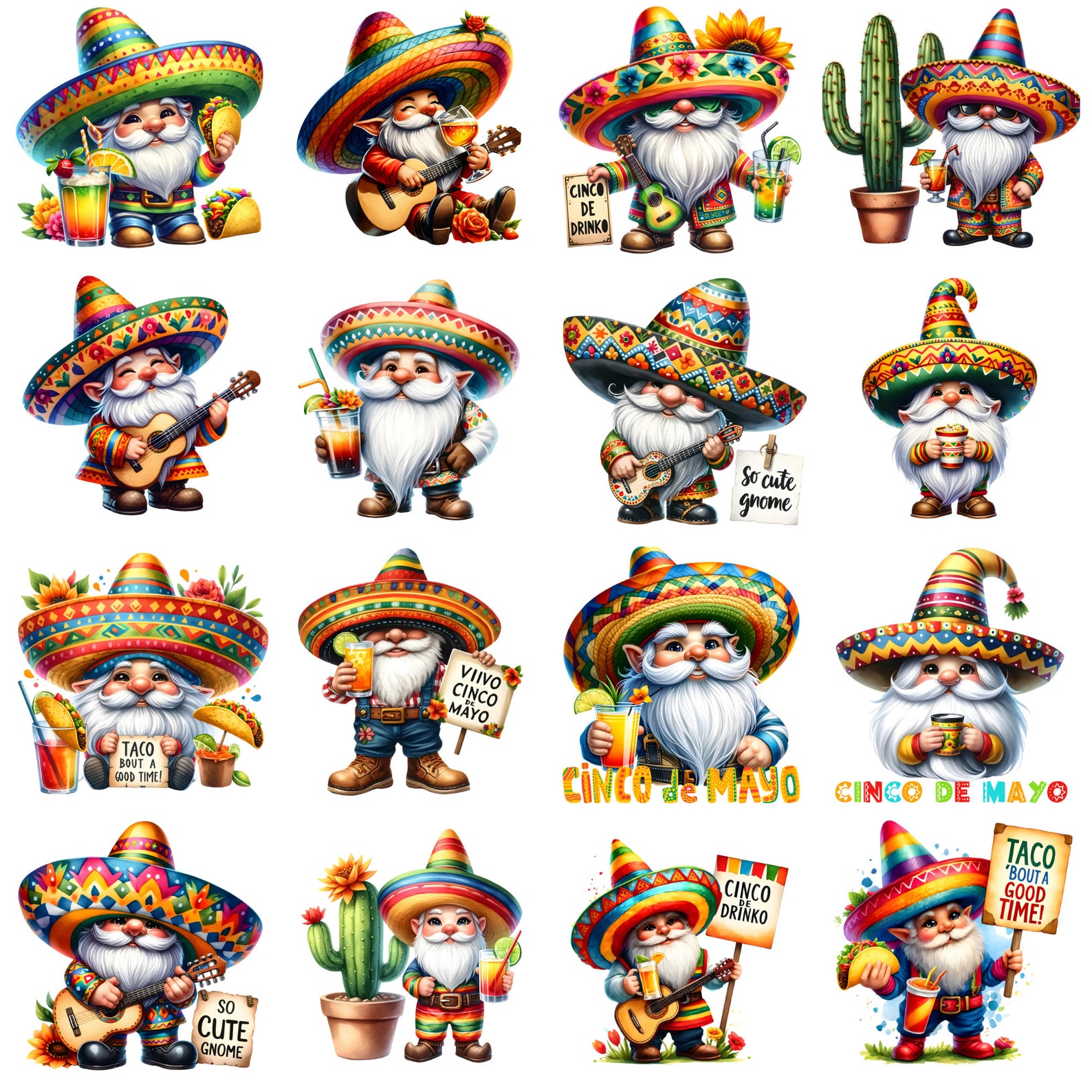 Cinco De Mayo Gnome Png, Mexican Gnome Png, Gnome Clipart, Mexico ...