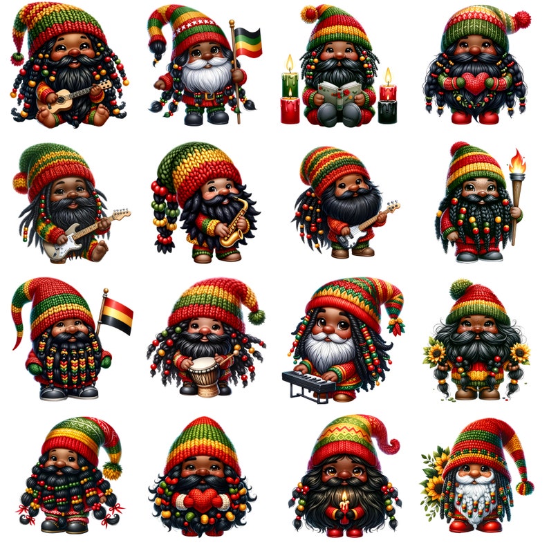 Black History Month Gnome Watercolor Clipart 24 Pngs Digital Download ...