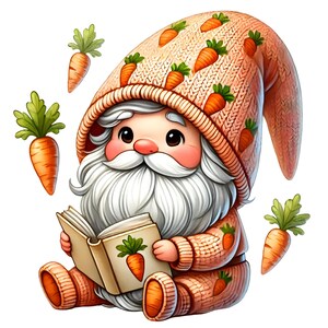 Cute Gnome Carrot ,watercolor Clipart ,farmer , Gnomes Sublimation ...