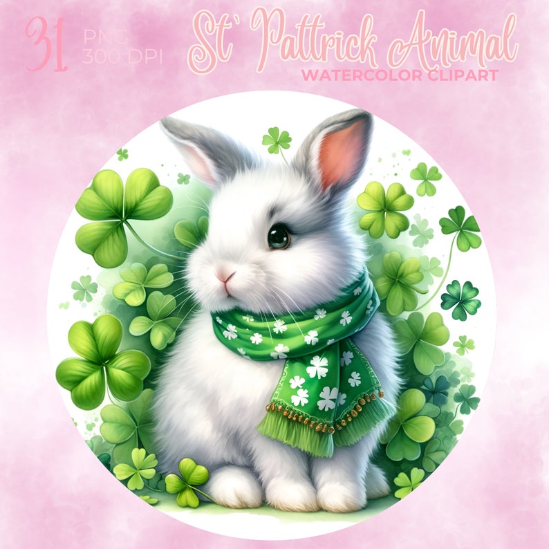 St. Patrick's Day Animal Collection Digital Watercolor Clipart ...