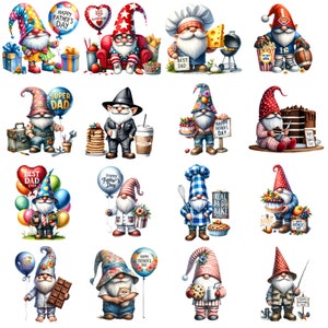 Watercolor Father's Day Gnomes Clipart Bundle (PNG, Commercial Use) - Etsy