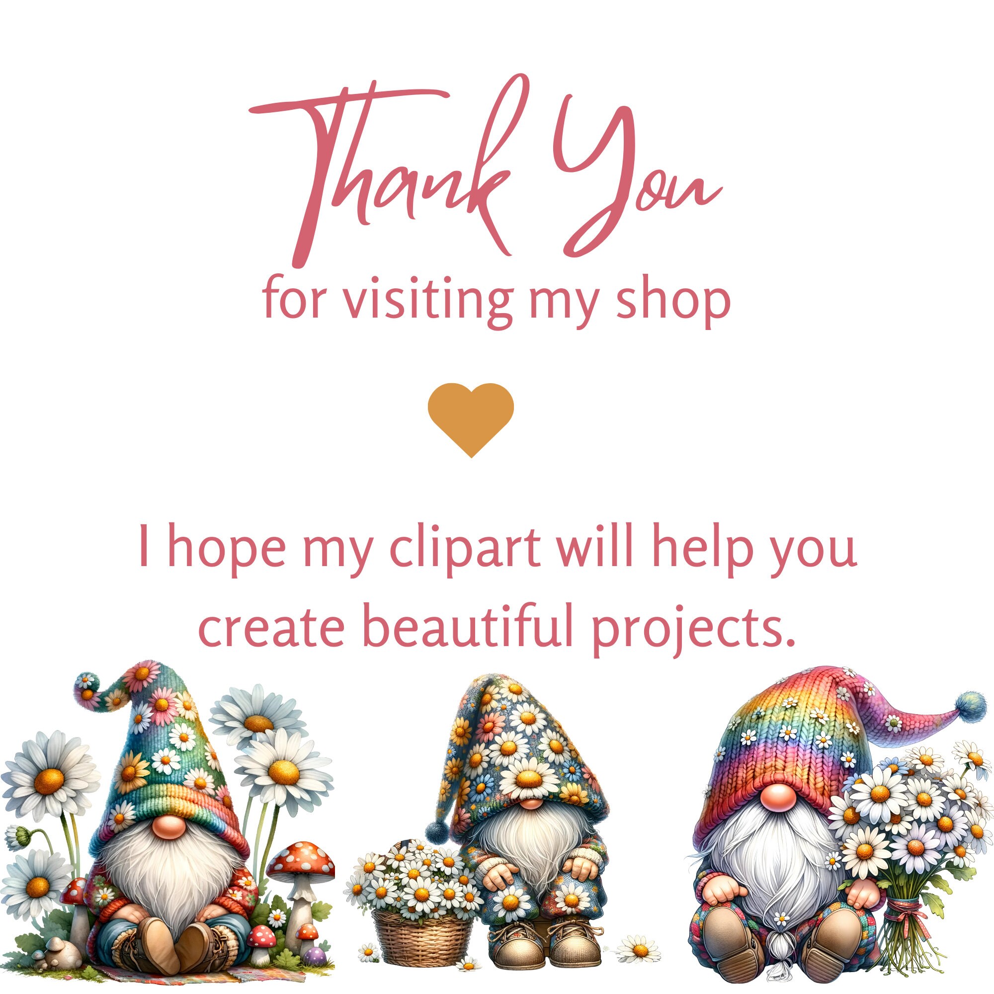 Watercolor Daisy Gnome Clipart Bundle Png, Garden Clipart, Spring Gnome ...