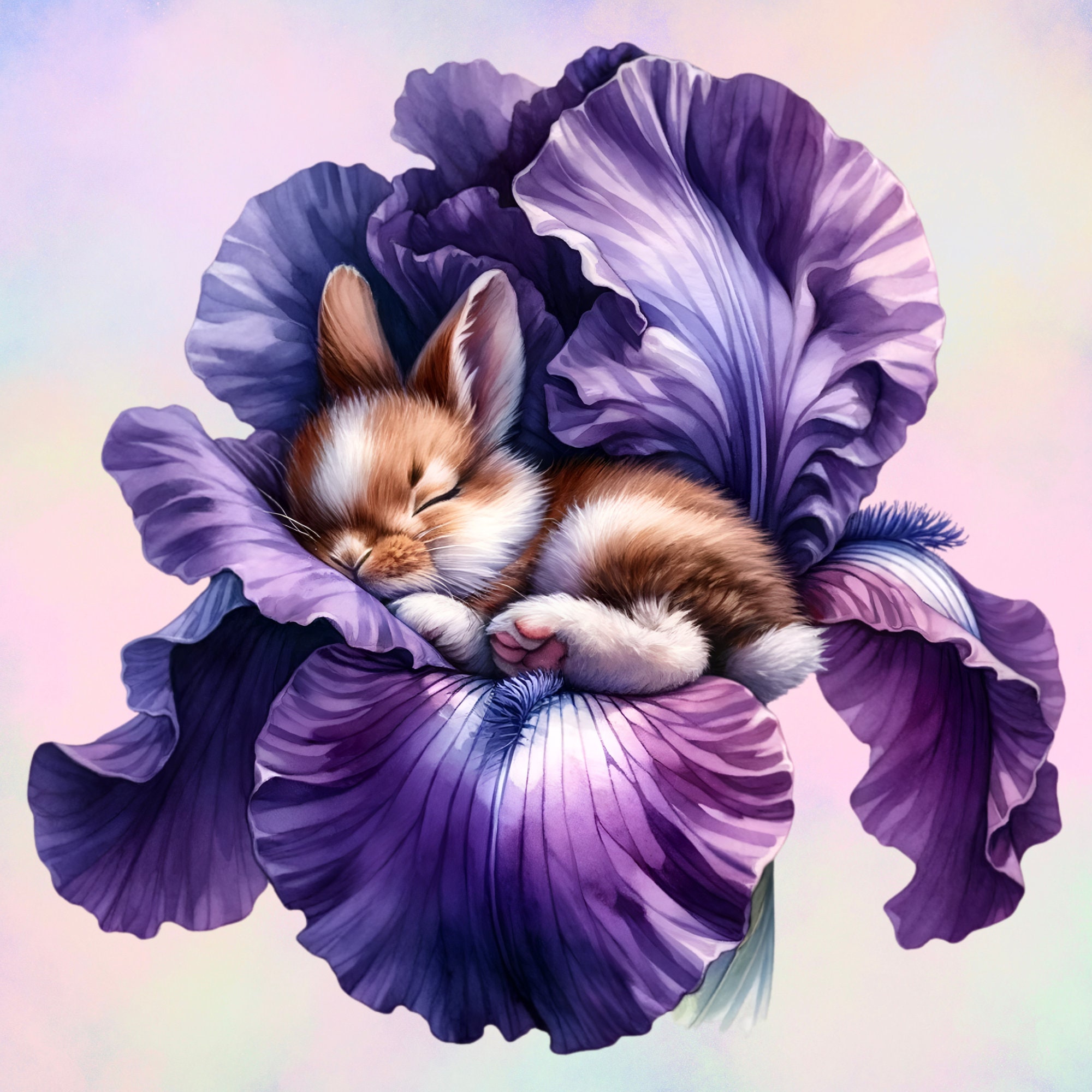 Bunny and Flowers Clipart Bundle, Adorable Bunny in Blossom Clipart ...