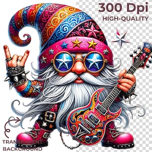 Rock Star Gnome Watercolor Clipart, Singer PNG (digital Download) - Etsy