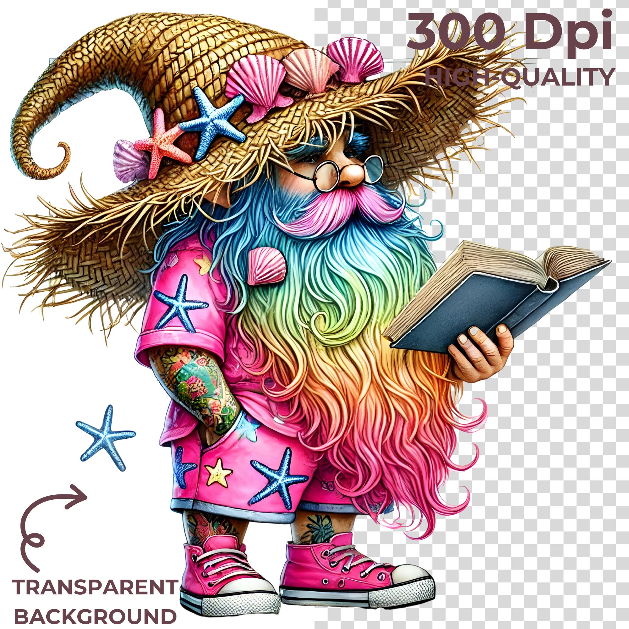 Summer Gnome Watercolor Clipart Bundle 24 Pngs Watercolor Summer Beach ...