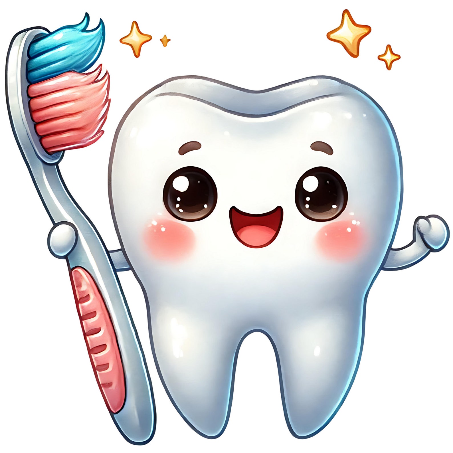 Cute Tooth With Dentist Tools Watercolor Clipart 16 Pngs, Watercolor ...