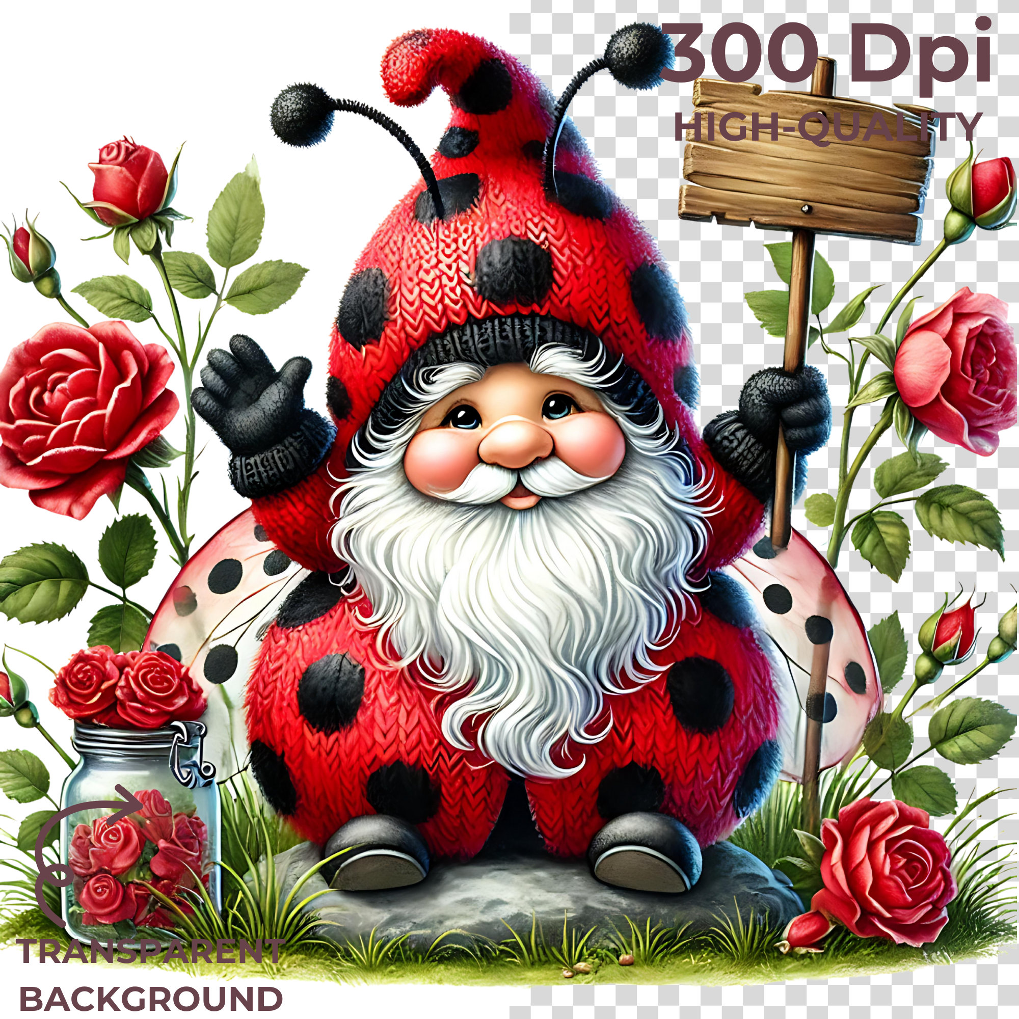 Ladybug Gnome Clipart | Watercolor Spring Pngs (digital Download) - Etsy