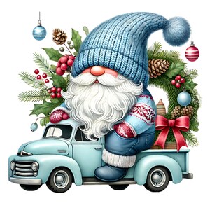 Watercolor Christmas Truck Gnome Clipart PNG Bundle, Santa Claus ...