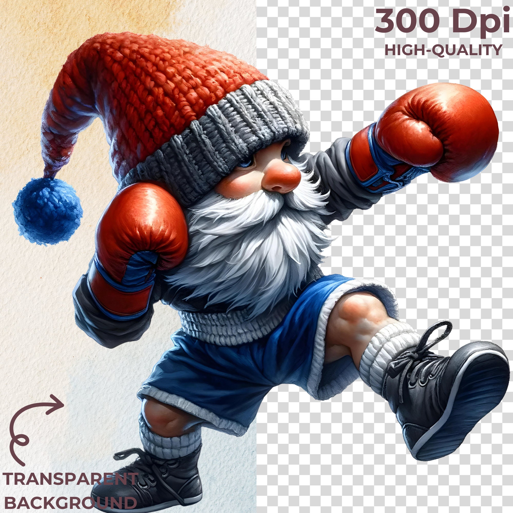 Knockout Boxing Gnome Clipart, Boxing Gnome Watercolor,sports Gnome ...