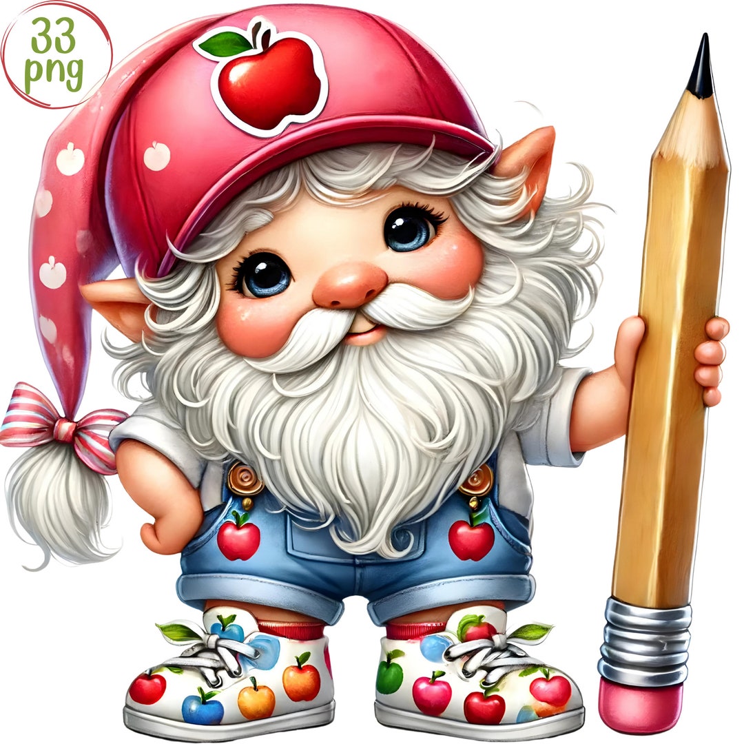 Back to School Gnome Clipart Bundle, Watercolor Gnomes PNG, Graduation ...