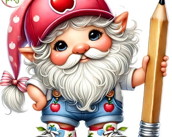 Back to School Gnome Clipart Cute Watercolor Gnomes, Graduation Student ...