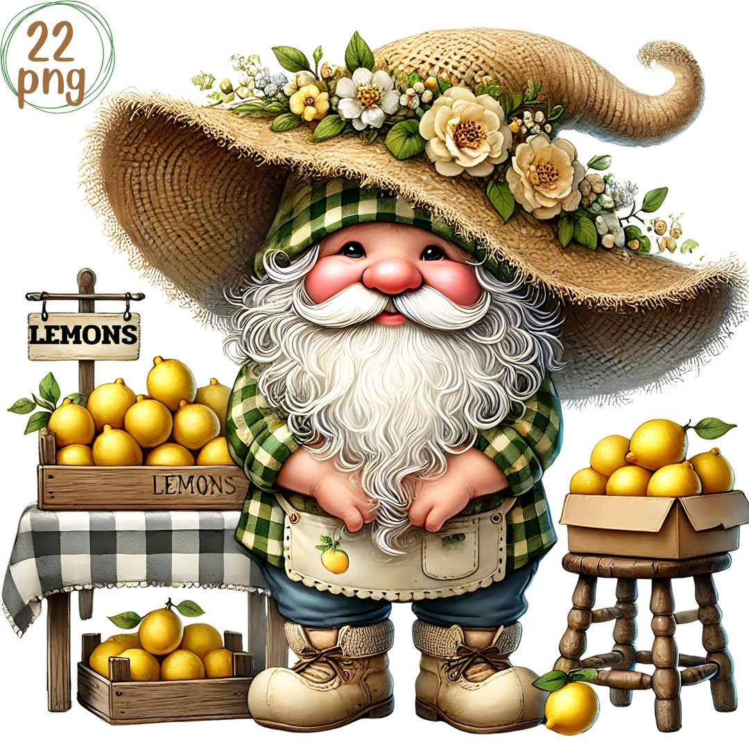 Watercolor Farmers Market Gnome Clipart | 22 Harvest Pngs (digital ...