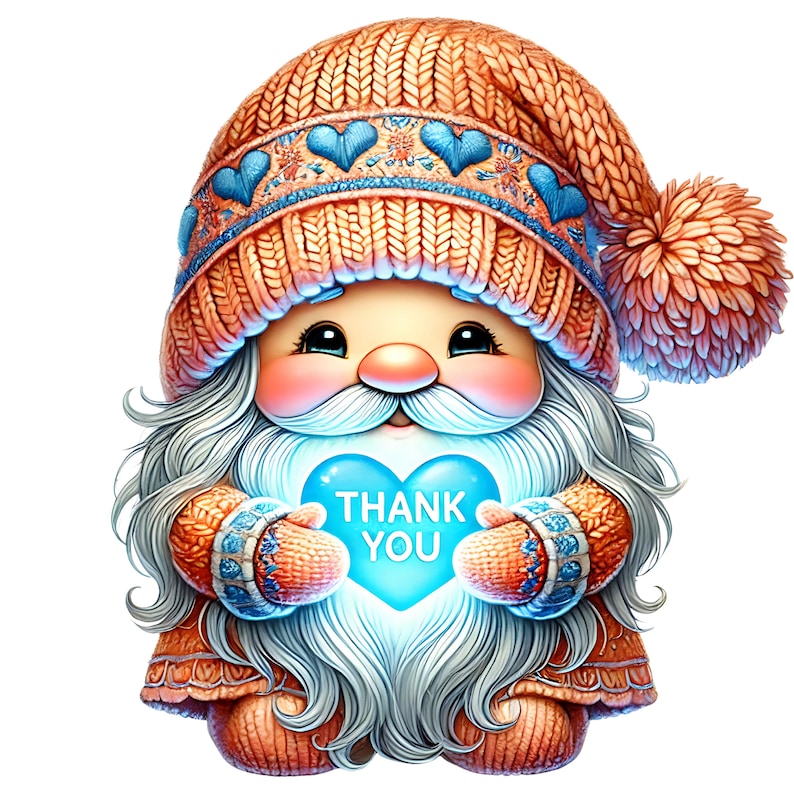Watercolor Thank You Gnome Clipart Set – 23 PNG Images (digital ...