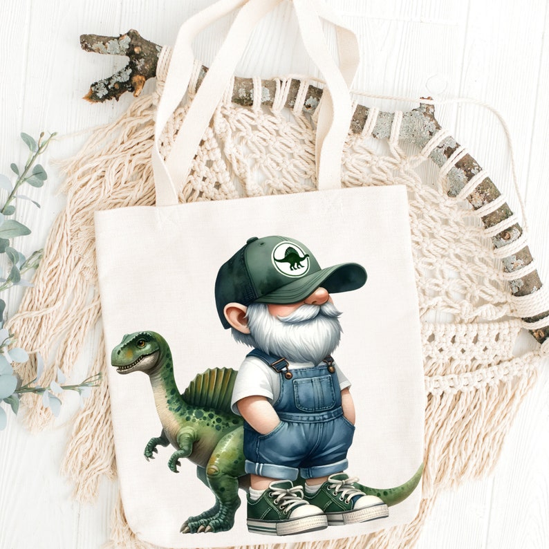 Gnome Riding T-rex PNG, Dino-mite Gnomes T-rex Gnome Watercolor Clipart ...