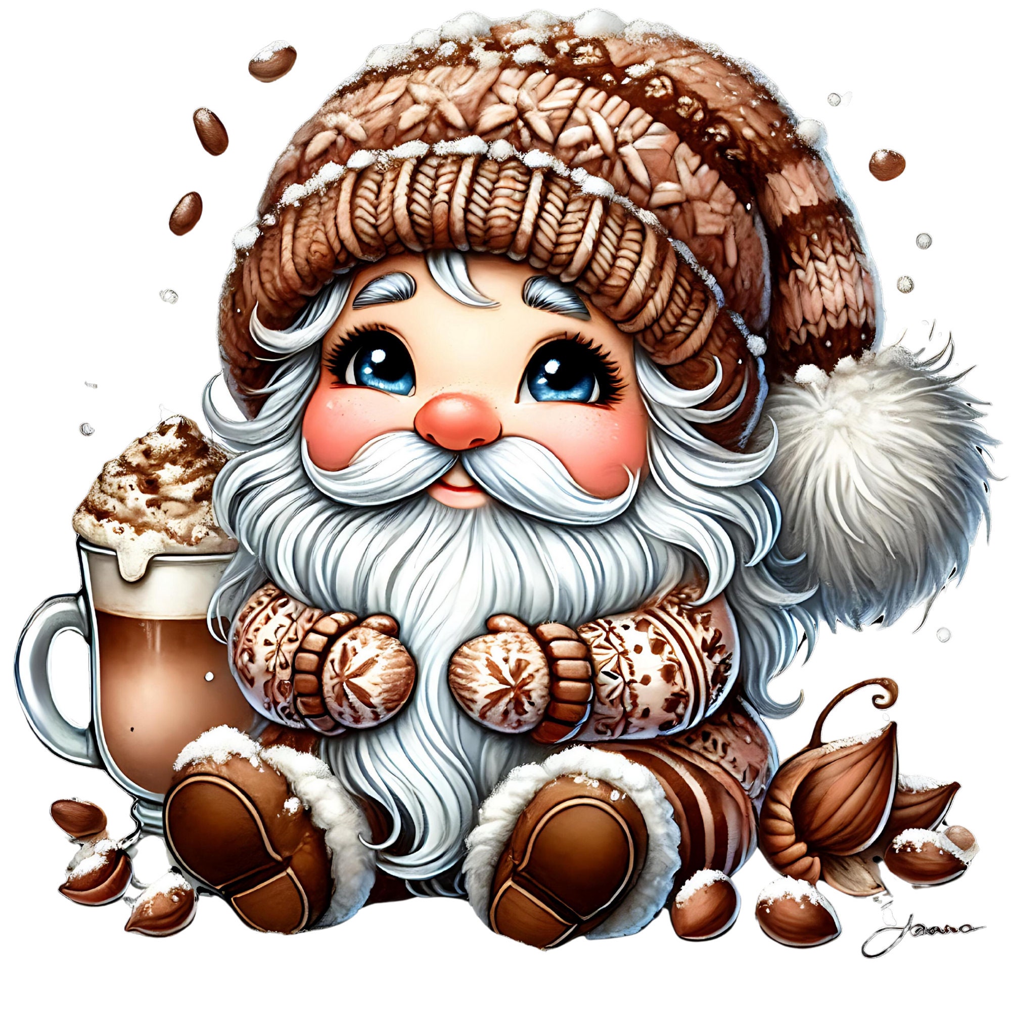 Watercolor Hot Cocoa Gnome Clipart Bundle Png, Cute Gnomes Clipart ...