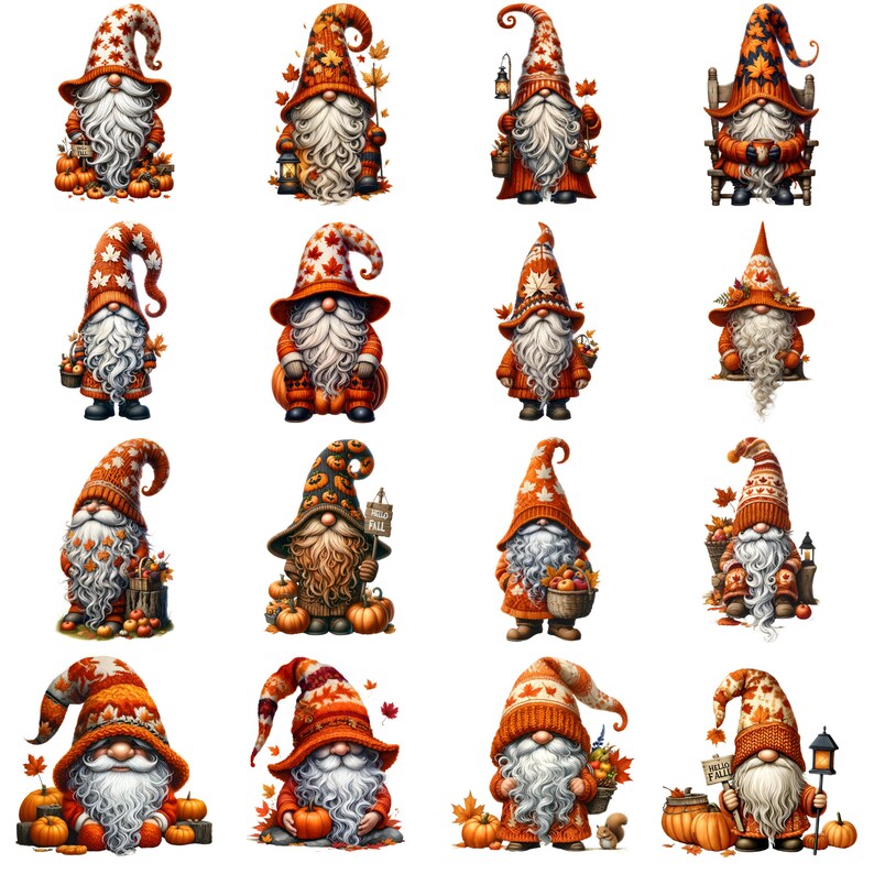Fall Gnome Clipart, Gnome Clipart Bundle 30 Png, Autumn Gnome Png ...
