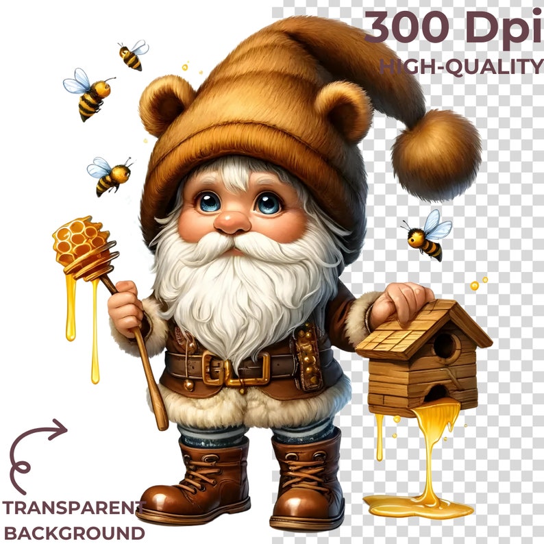 Bear Gnome Watercolor Clipart Collection, Cute Digital Gnomes With Bears for Crafts ...