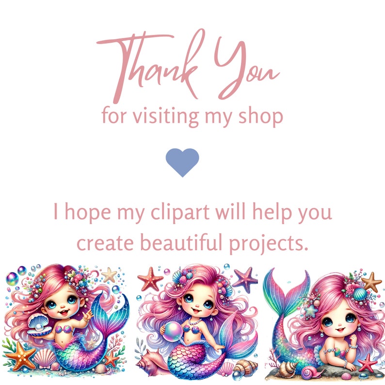 Watercolor Mermaid Clipart: Fairytale Nursery Art (23 PNG) - Etsy