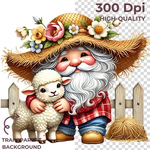 Farm Animals Gnome Clipart | 28 Country Pngs, Watercolor Farm Gnome ...