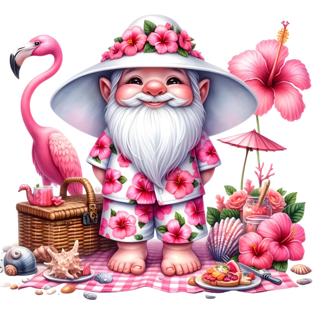 Flamingo Clipart, Gnome Clip Art, 27 PNG Tropical Bird, Junk Journal ...