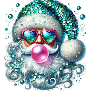 Funky Santa Bubblegum Clipart | Glitter Christmas Art | 10 PNG Files - Etsy
