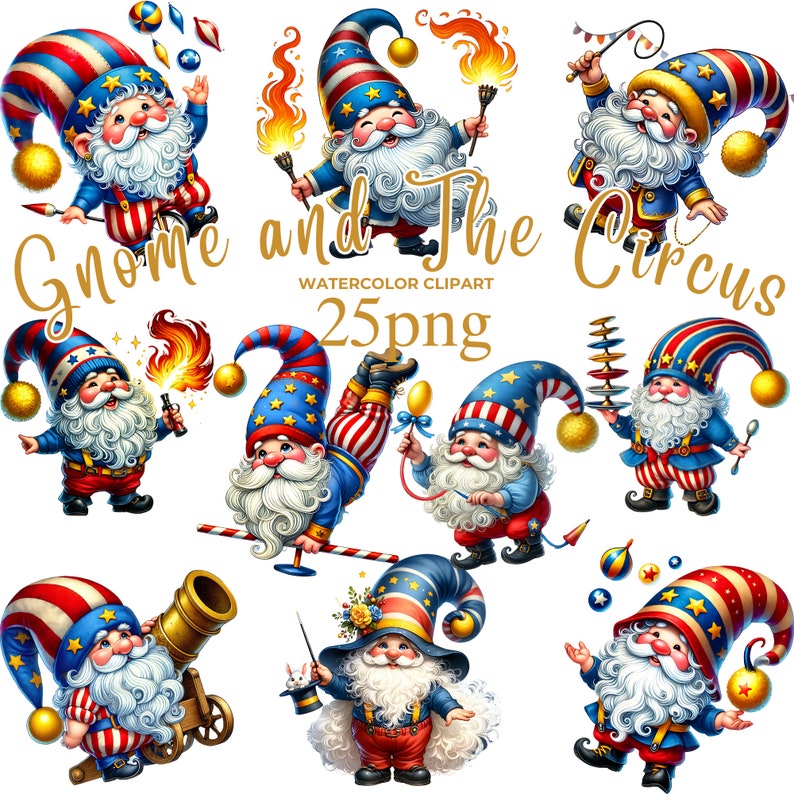 Circus Gnome Watercolor Clipart Set (digital Download) - Etsy