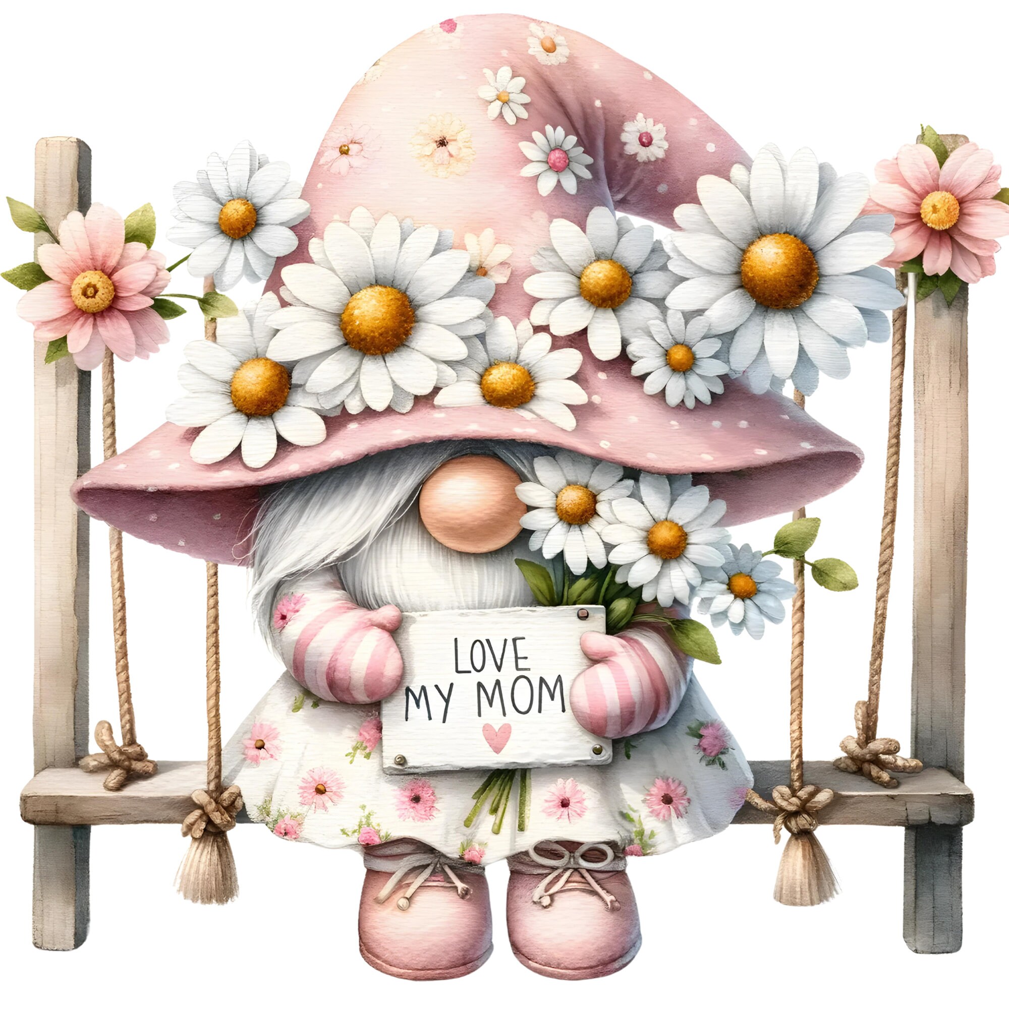 Mothers Day Watercolor Gnomes Digital Clipart Collection, High-quality ...