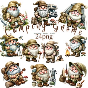 Watercolor Camping Gnome Clipart Bundle Png, Fall Gnomes, Camp Fire ...