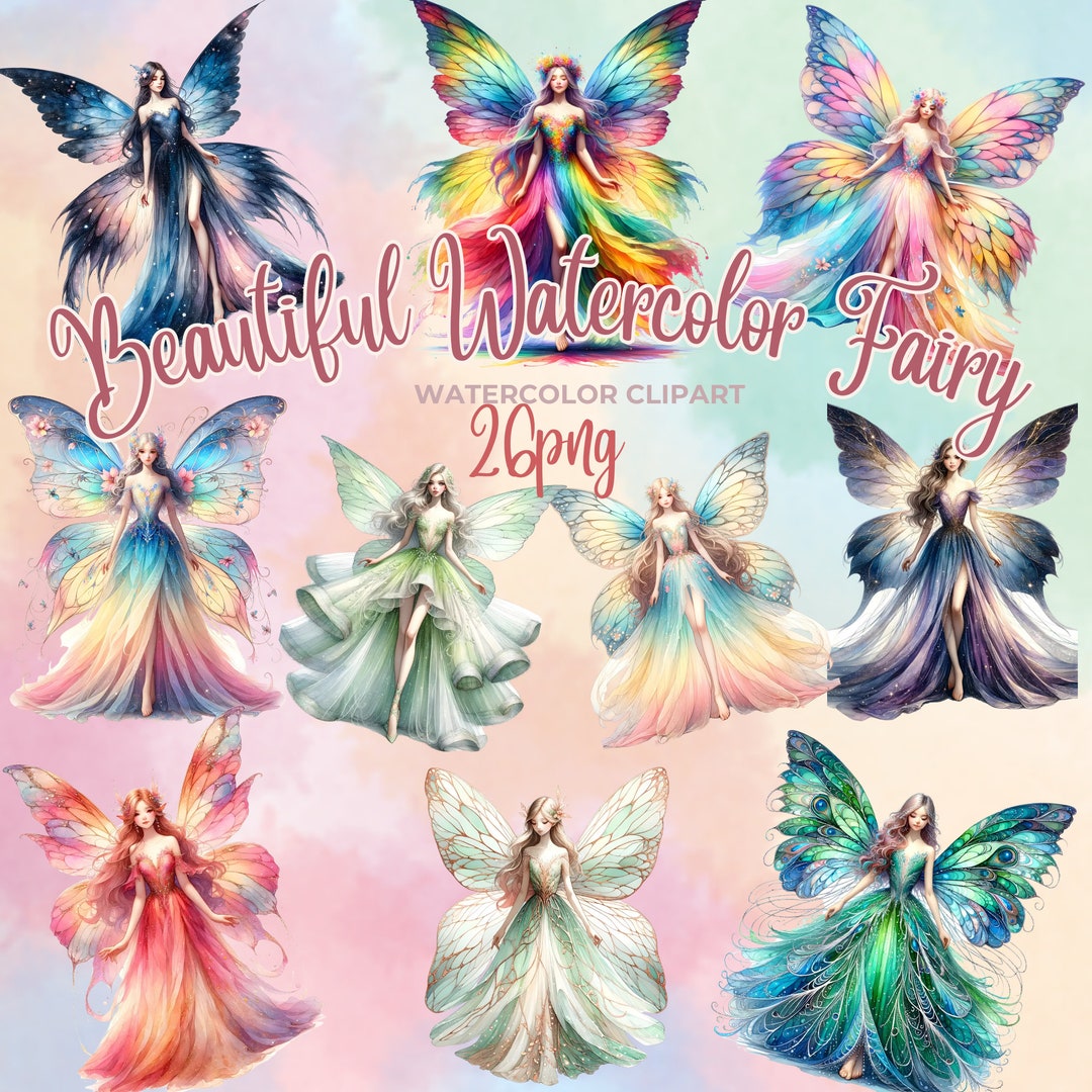Watercolor Fairy Clipart | 26 PNG Fantasy Art Files (digital Download ...