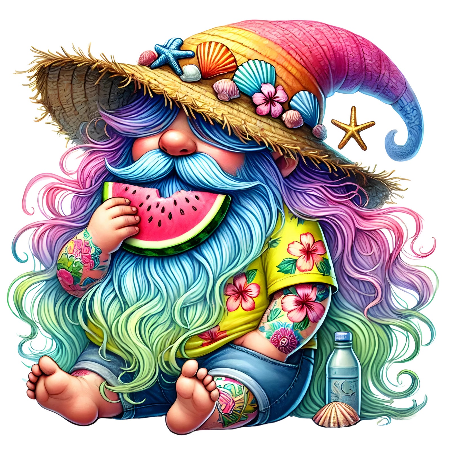 Summer Gnome Watercolor Clipart Bundle 25 Pngs Watercolor Summer Beach ...