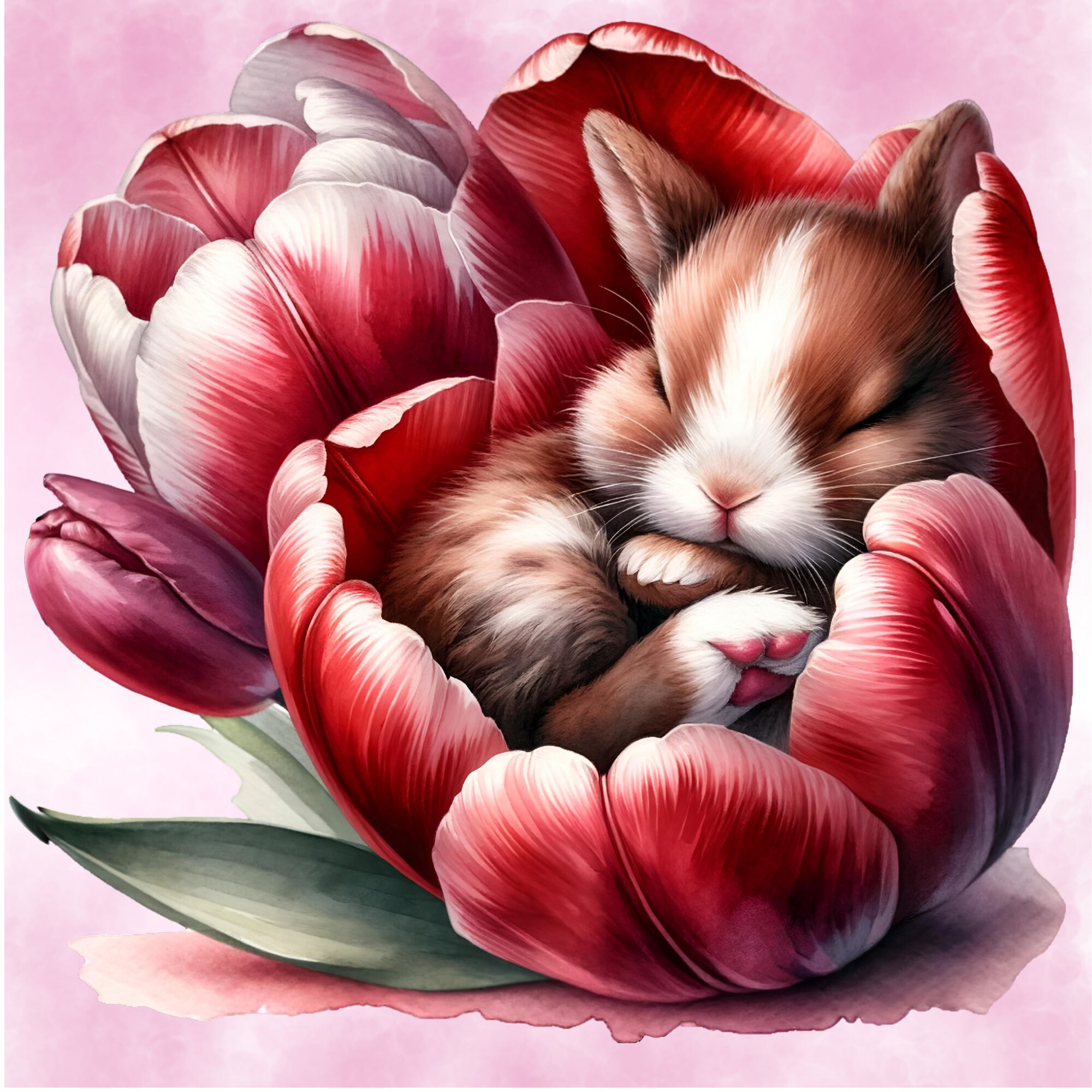 Bunny and Flowers Clipart Bundle, Adorable Bunny in Blossom Clipart ...