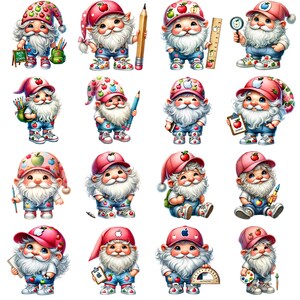 Back to School Gnome Clipart Bundle, Watercolor Gnomes PNG, Graduation ...