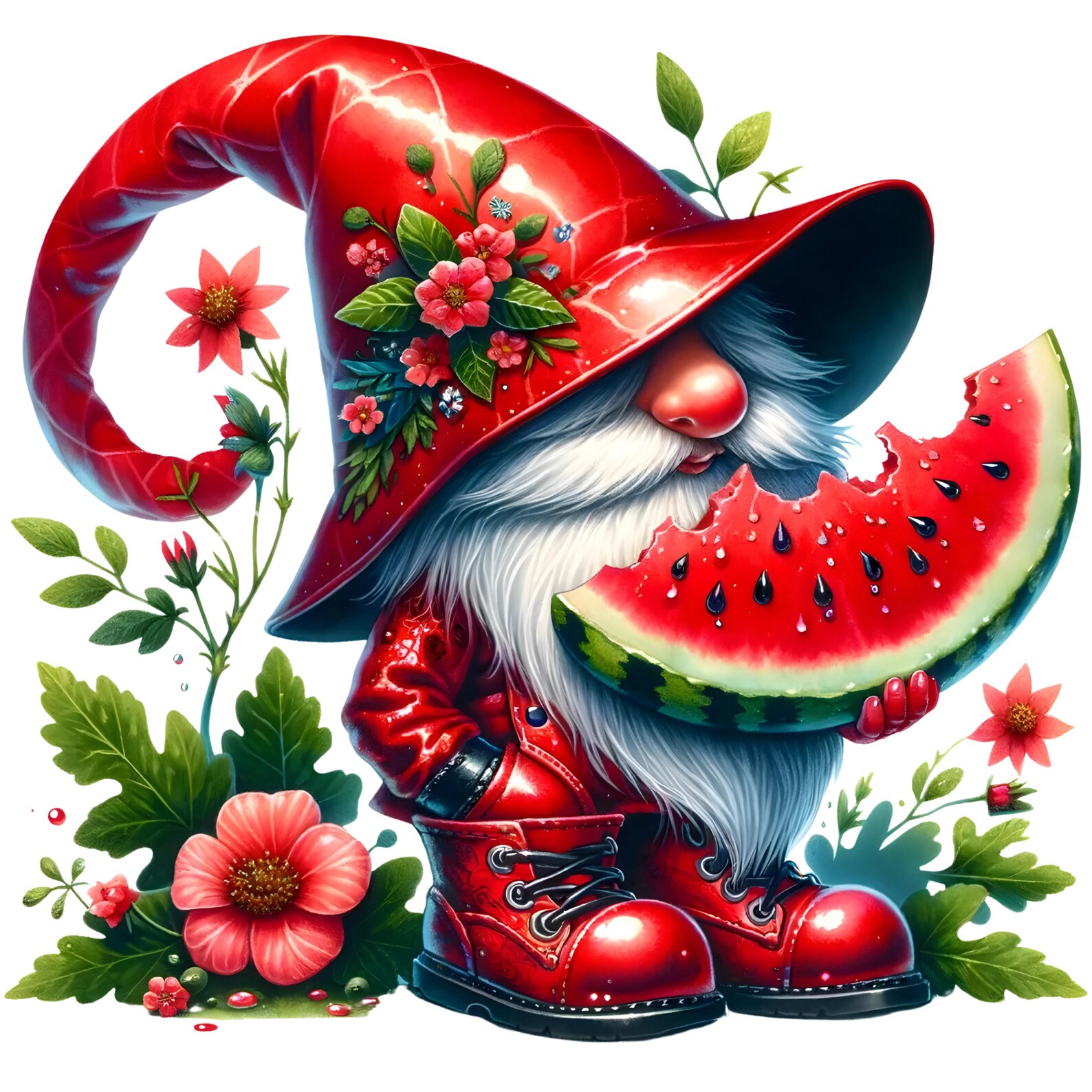 Watermelon Gnomes Clipart Png, Watermelon Png, Fruits Summer Garden ...