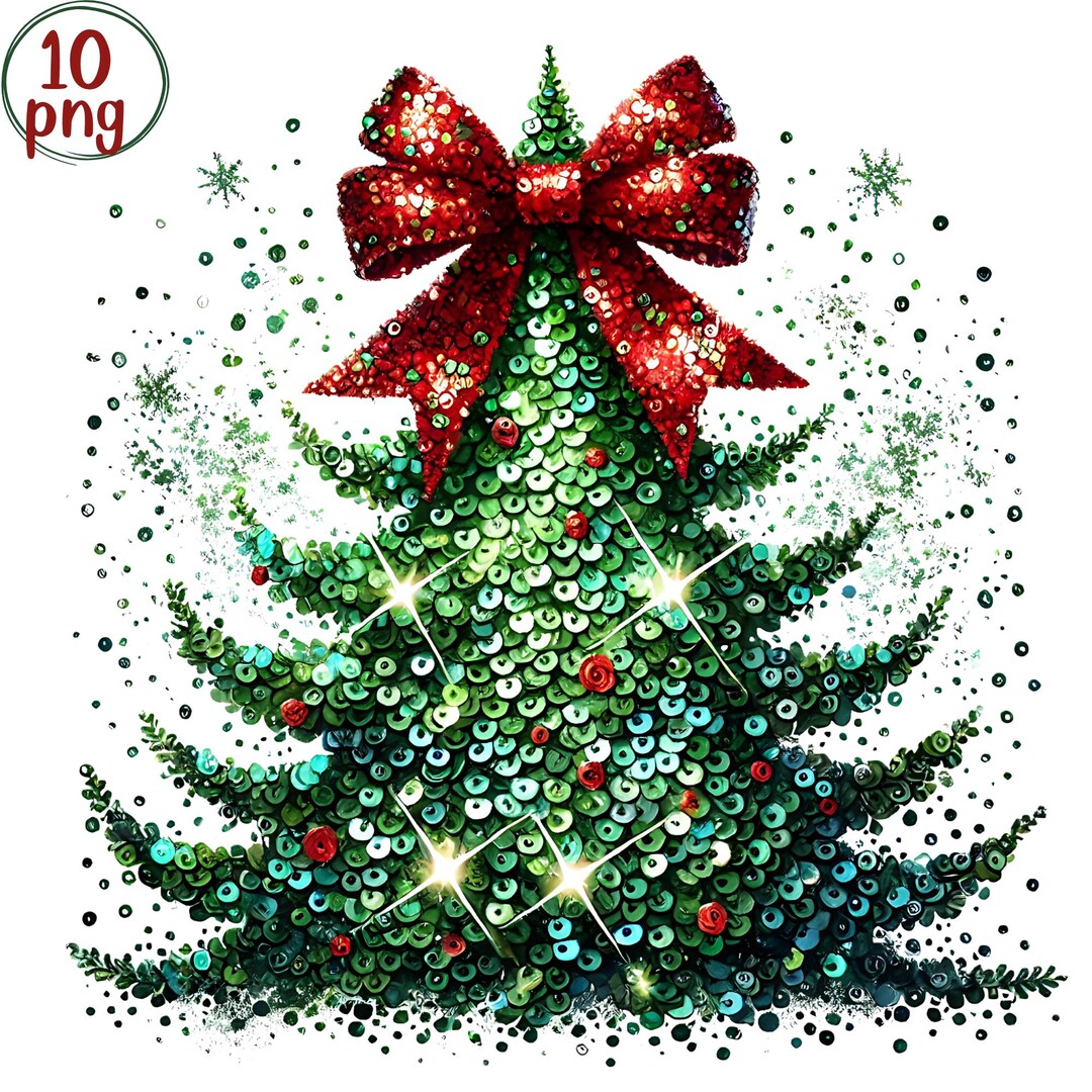 Glittering Christmas Tree Clipart | Festive Watercolor Trees With Bows ...