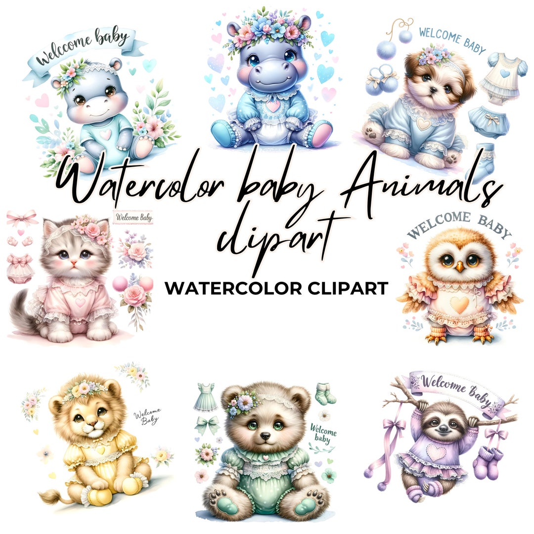 Watercolor Baby Animals Clipart, Nursery Art (digital Download) - Etsy