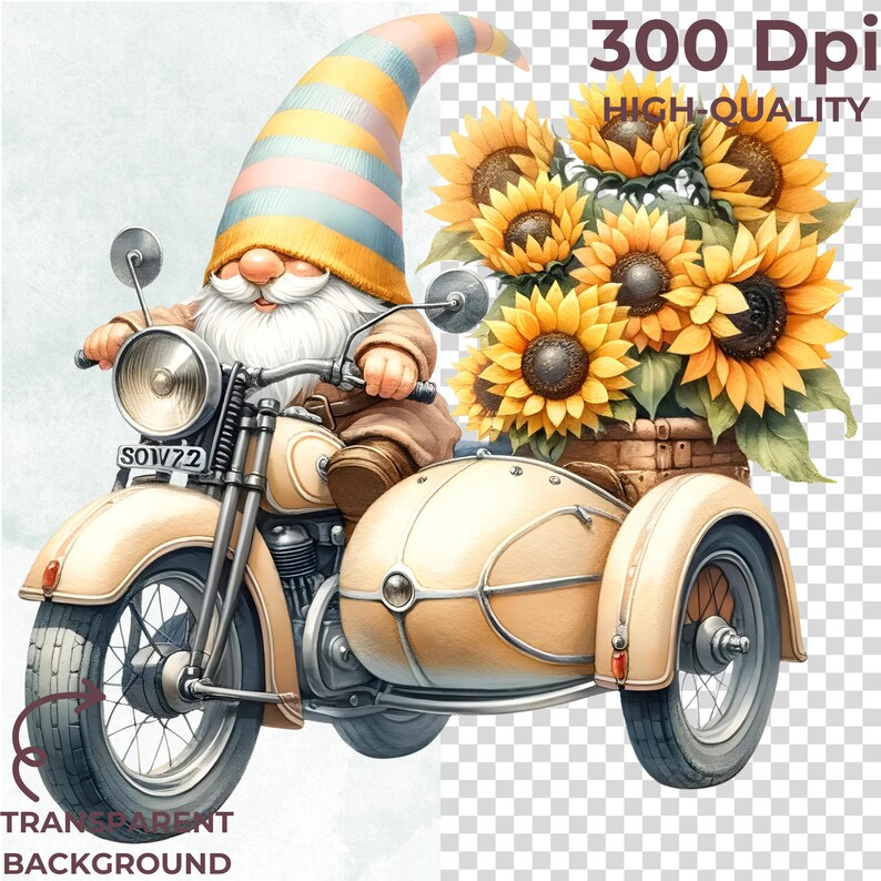 Sunflower Gnome Clipart, Bundle Png, Garden Clipart, Spring Gnome Png ...