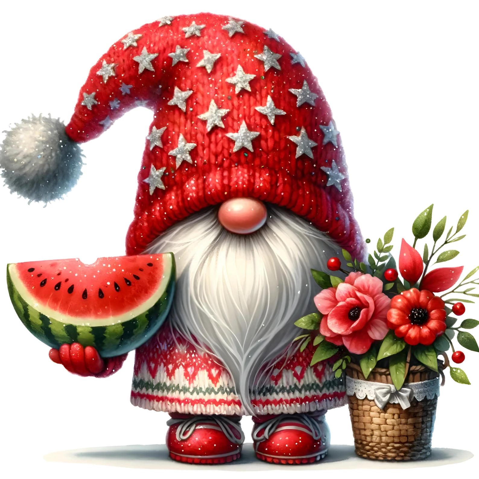 Watermelon Gnomes Clipart Png, Watermelon Png, Fruits Summer Garden ...