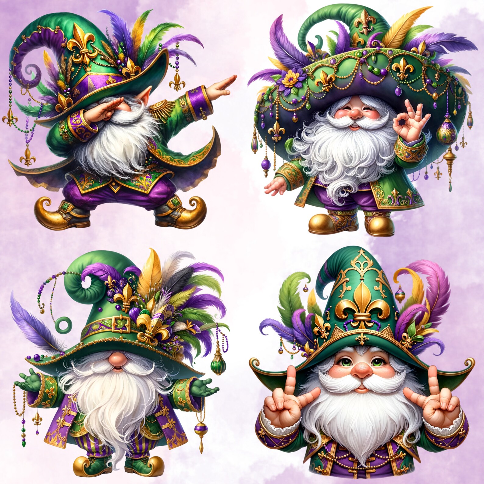 Mardi Gras Gnome PNG, Festival Party Gnome Clipart Commercial Use Mardi ...