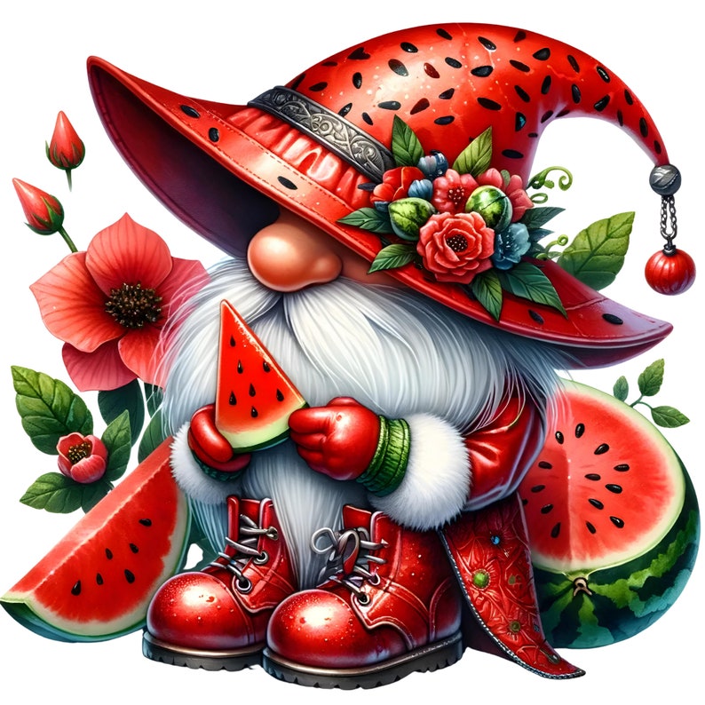Watermelon Gnomes Clipart Png, Watermelon Png, Fruits Summer Garden ...