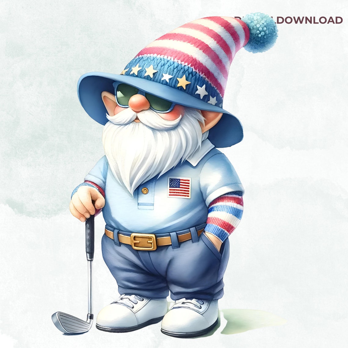 Watercolor Golfer Gnome Clipart Bundle 26 High-quality Pngs Gnome Play ...