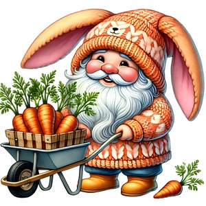 Cute Gnome Carrot ,watercolor Clipart ,farmer , Gnomes Sublimation ...