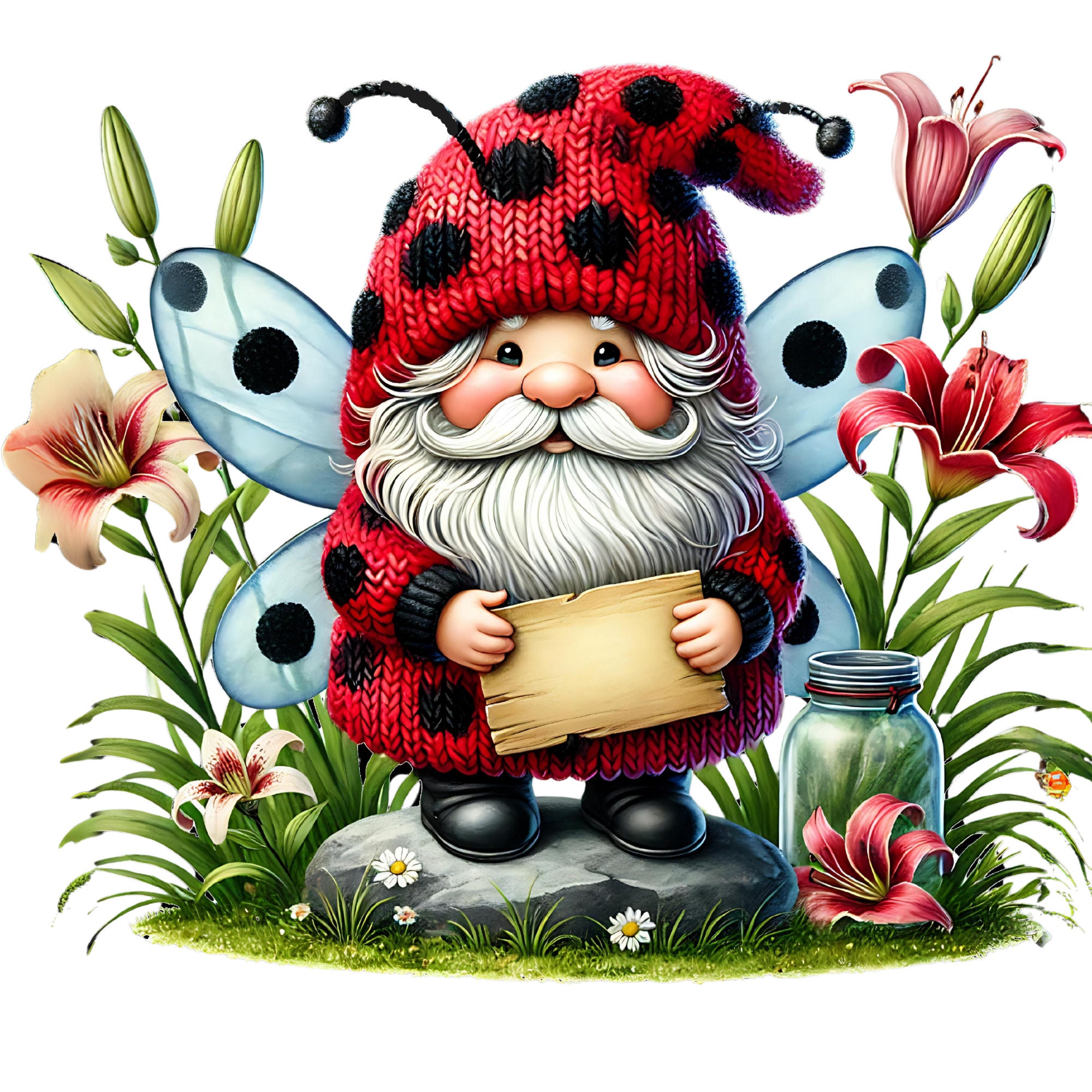 Ladybug Gnome Clipart | Watercolor Spring Pngs (digital Download) - Etsy